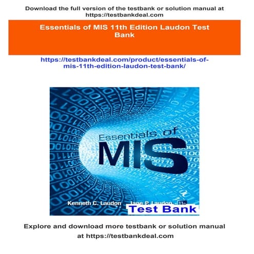 Essentials of MIS 11th Edition Laudon Test Bank all chapter instant ...