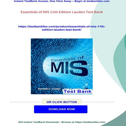 Essentials of MIS 11th Edition Laudon Test Bank | PDF