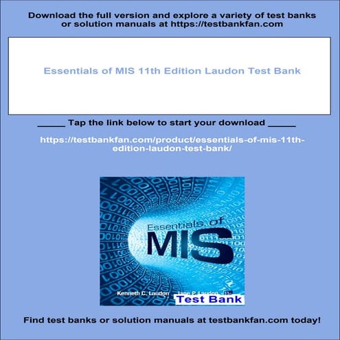 Essentials of MIS 11th Edition Laudon Test Bank | PDF