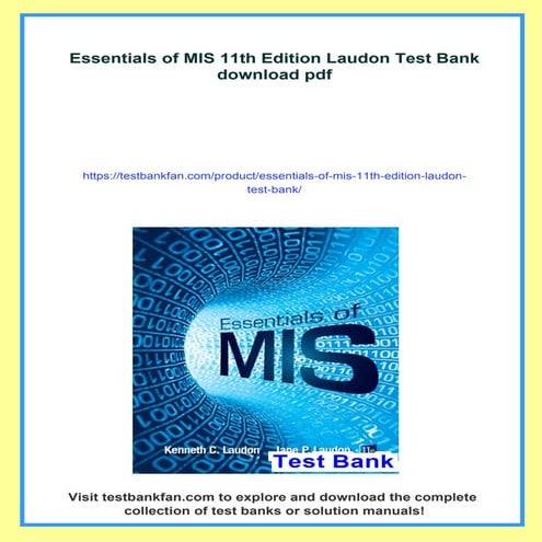 Essentials of MIS 11th Edition Laudon Test Bank | PDF