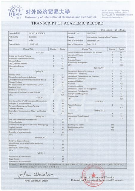 Master Degree Transcript updated | PDF