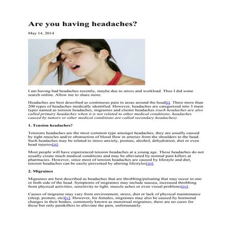 140514 are you having headaches (anndy lian) | PDF | Brain and Nervous System Disorders ...