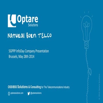 5GPPP Infoday Brussels - Optare Solutions | PPTX