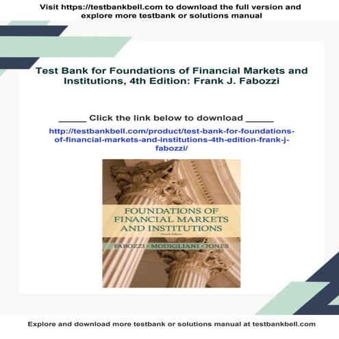 Test Bank for Foundations of Financial Markets and Institutions, 4th ...