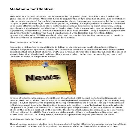 Melatonin For Children Pdf