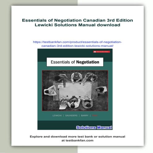Essentials of Negotiation Canadian 3rd Edition Lewicki Solutions Manual ...