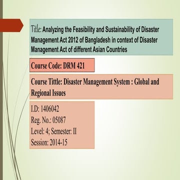 Disaster Management Act 2012 of Bangladesh in context of Disaster ...