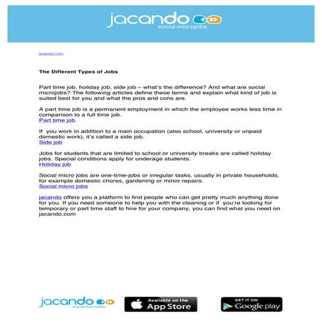 The Different Types Of Jobs | PDF | Business | Business and Finance