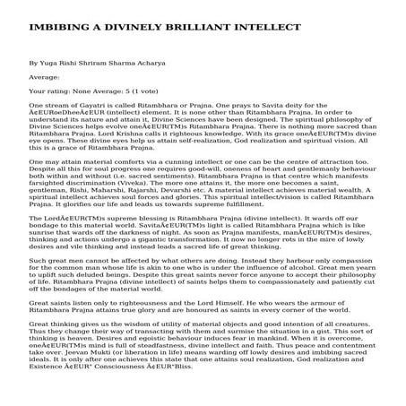 IMBIBING A DIVINELY BRILLIANT INTELLECT | PDF