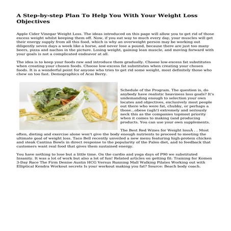 A Step-by-step Plan To Help You With Your Weight Loss Objectives | PDF