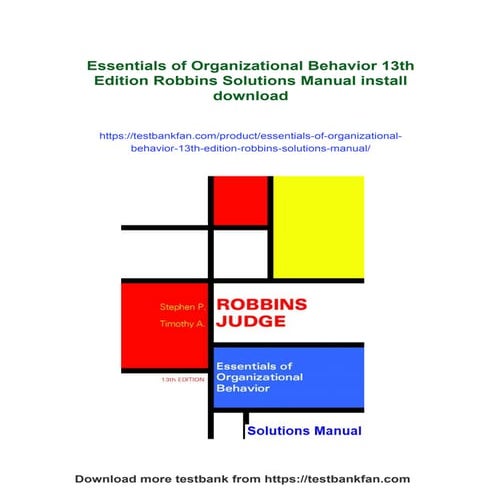 Essentials of Organizational Behavior 13th Edition Robbins Solutions Manual | PDF