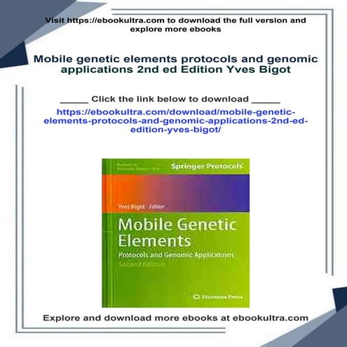 Mobile genetic elements protocols and genomic applications 2nd ed ...