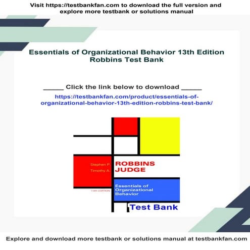 Essentials of Organizational Behavior 13th Edition Robbins Test Bank | PDF