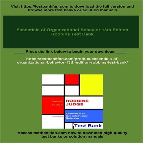 Essentials of Organizational Behavior 13th Edition Robbins Test Bank | PDF