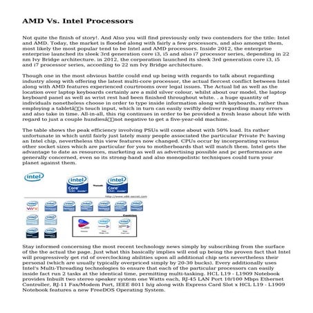 AMD Vs. Intel Processors | PDF
