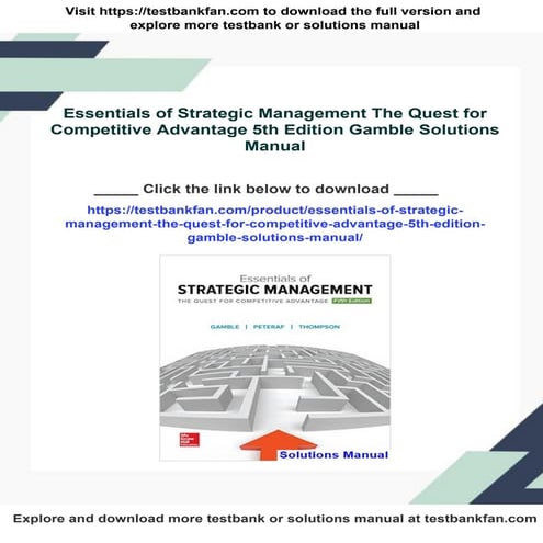 Essentials of Strategic Management The Quest for Competitive Advantage 5th Edition Gamble ...