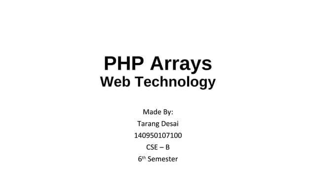 Web Technology Php Arrays Ppt