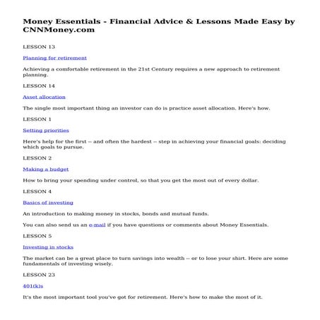 Financial advice from Money heroes | PDF