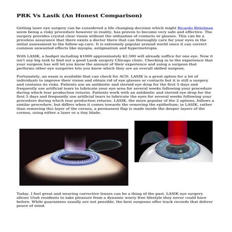PRK Vs Lasik (An Honest Comparison) | PDF
