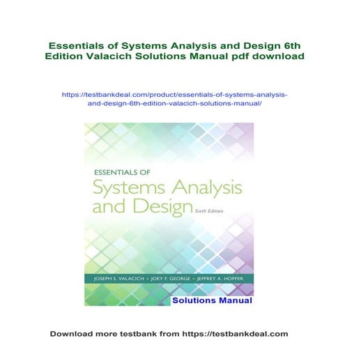 Essentials of Systems Analysis and Design 6th Edition Valacich ...