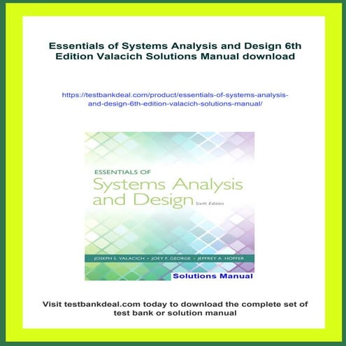 Essentials of Systems Analysis and Design 6th Edition Valacich ...