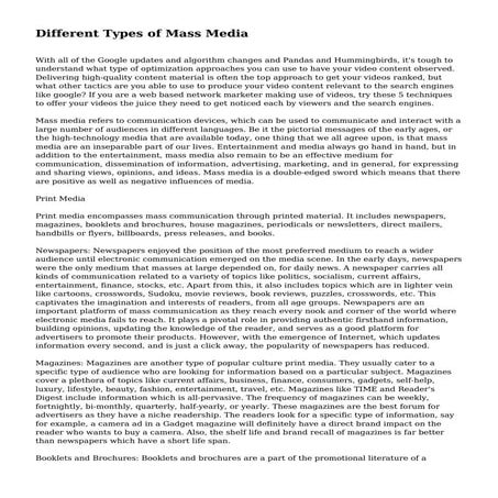 Different Types of Mass Media | PDF