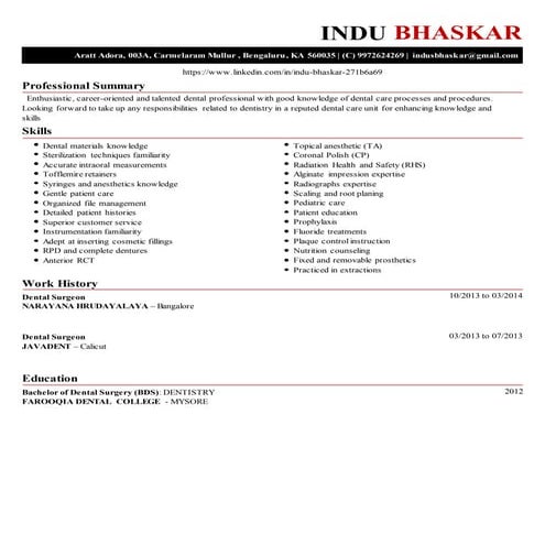 INDU BHASKAR Resume 2017 | DOCX