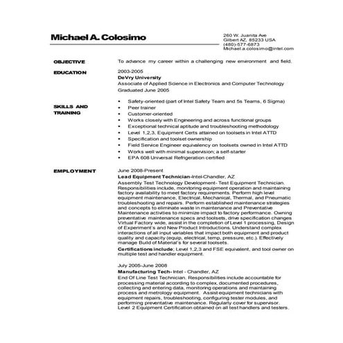 Michael Colosimo Resume_Non_Intel_2016 | DOCX