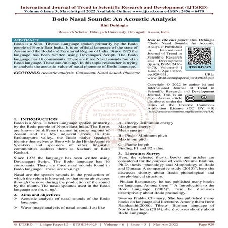 Bodo Nasal Sounds An Acoustic Analysis | PDF