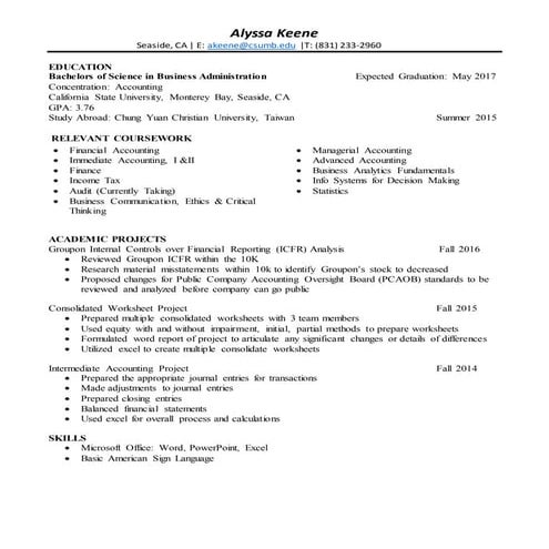 Alyssa Keene's Resume | PDF