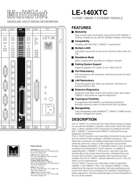LE-140XTF - Ethernet module for LET-36 | PDF