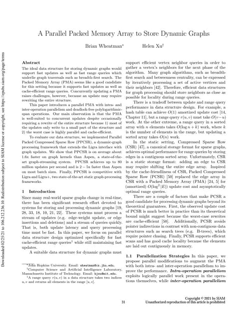 A Parallel Packed Memory Array To Store Dynamic Graphs Pdf 6274