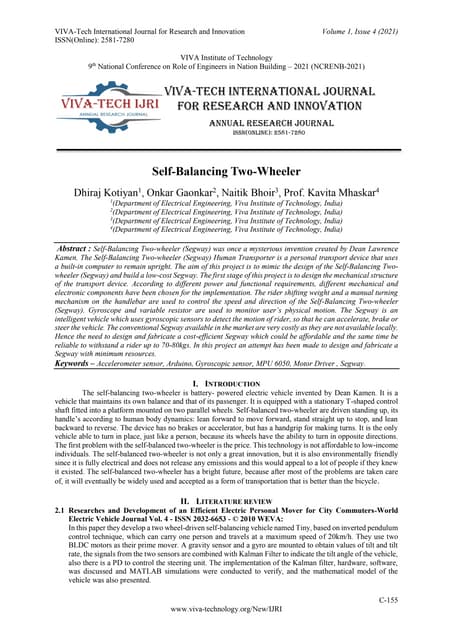 IRJET- Design & Development of Two-Wheeled Self Balancing Robot | PDF