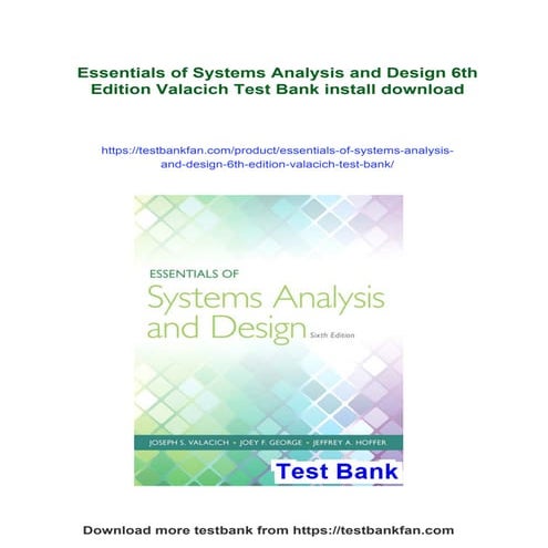Essentials of Systems Analysis and Design 6th Edition Valacich Test ...