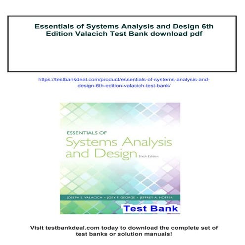 Essentials of Systems Analysis and Design 6th Edition Valacich Test ...