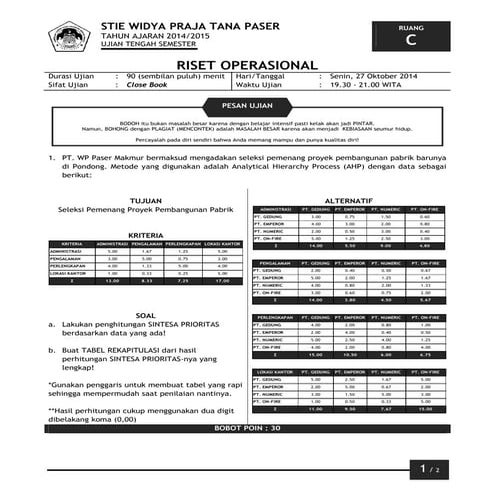 Soal UTS Kelas C | PDF