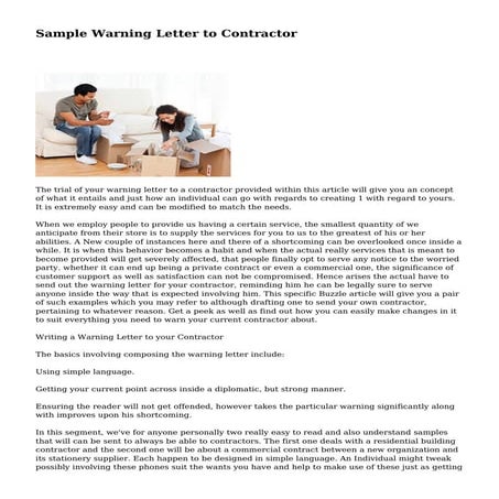 Sample Warning Letter to Contractor | PDF