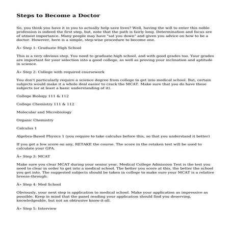 Steps to Become a Doctor | PDF | Educational Assessment | Education