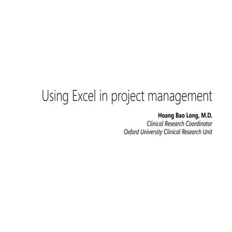 Using Excel in project management | PPTX