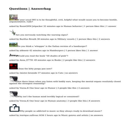 Questions | Answerbag | PDF