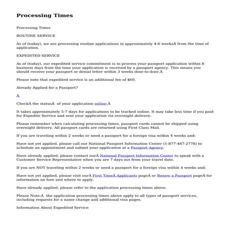 Processing Times | PDF