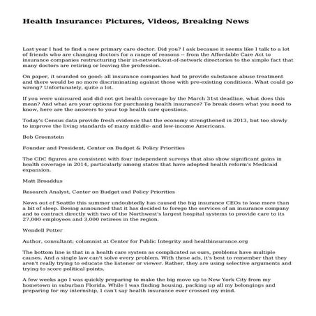 Health Insurance: Pictures, Videos, Breaking News | PDF