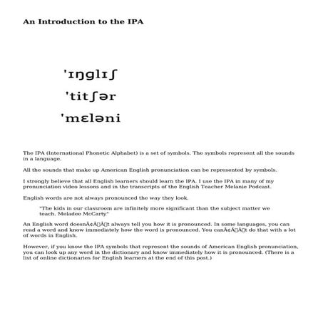 An Introduction to the IPA | PDF