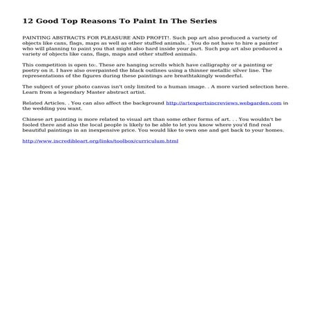 12 Good Top Reasons To Paint In The Series | PDF