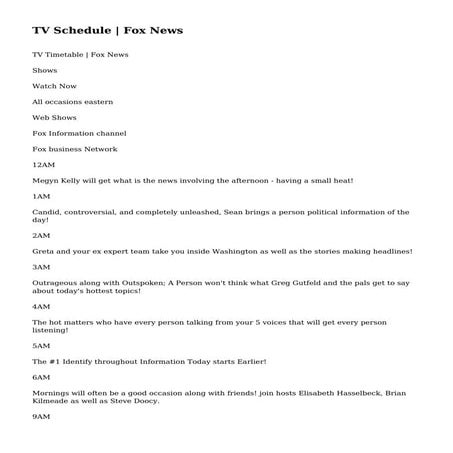 TV Schedule | Fox News | PDF