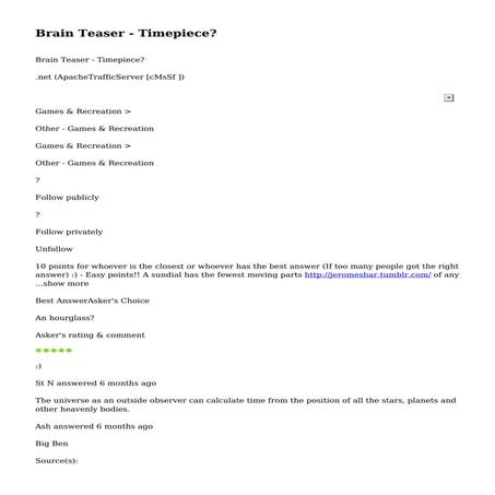 Brain Teaser - Timepiece? | PDF