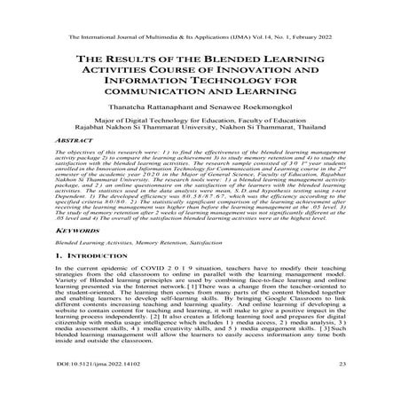 The Results Of The Blended Learning Activities Course Of Innovation And Information Technology