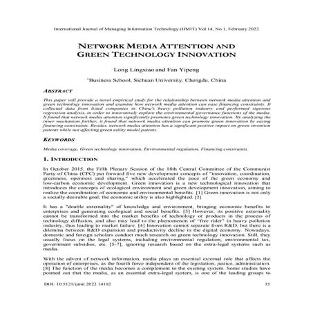 Network Media Attention and Green Technology Innovation | PDF