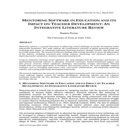 MENTORING SOFTWARE IN EDUCATION AND ITS IMPACT ON TEACHER DEVELOPMENT ...