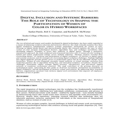 Digital Inclusion and Systemic Barriers: The Role of Technology in ...